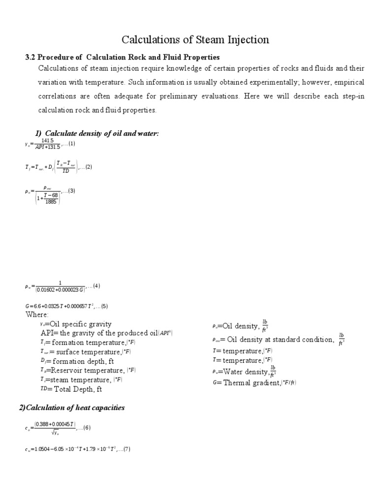 Calculations of Steam Injection 1 | Download Free PDF | Heat Capacity ...