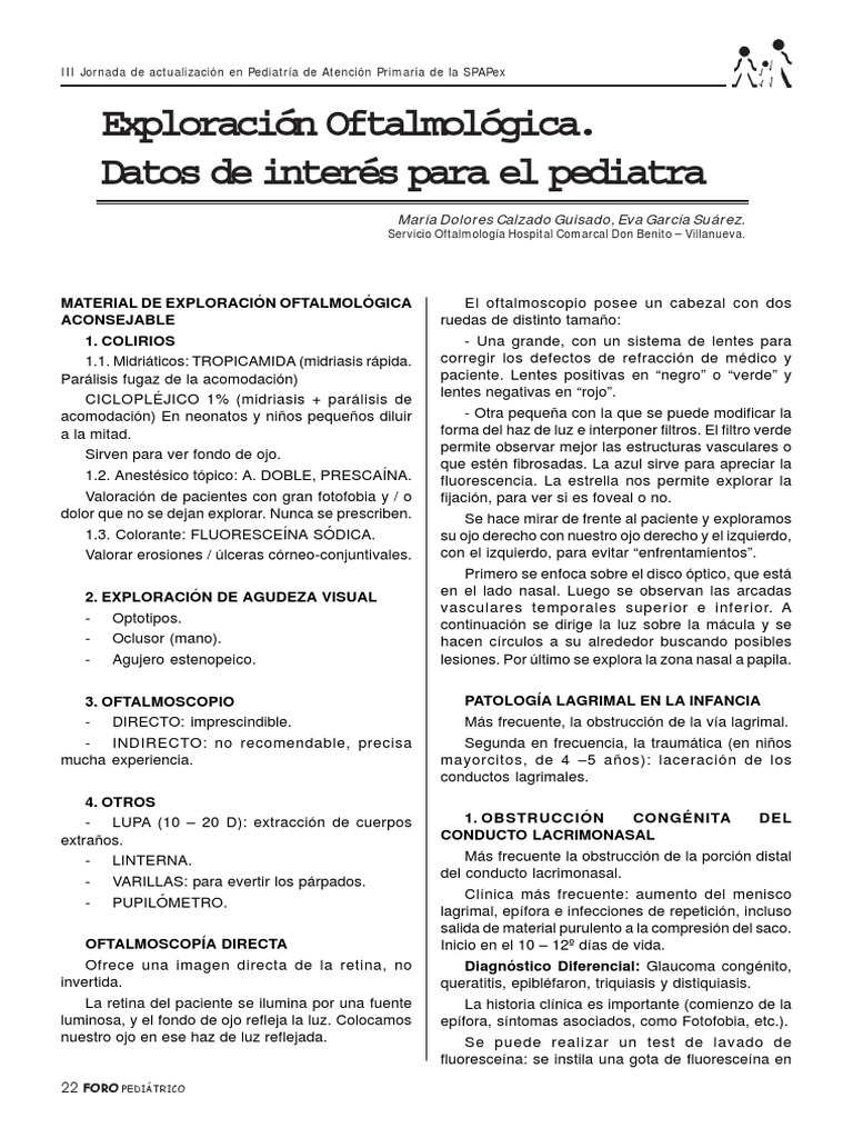 Exploracion Oftalmologica en Pediatria | PDF | Enfermedad celíaca | Ojo ...