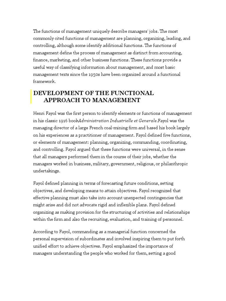 Management Functions Define Manager Roles | PDF | Leadership ...