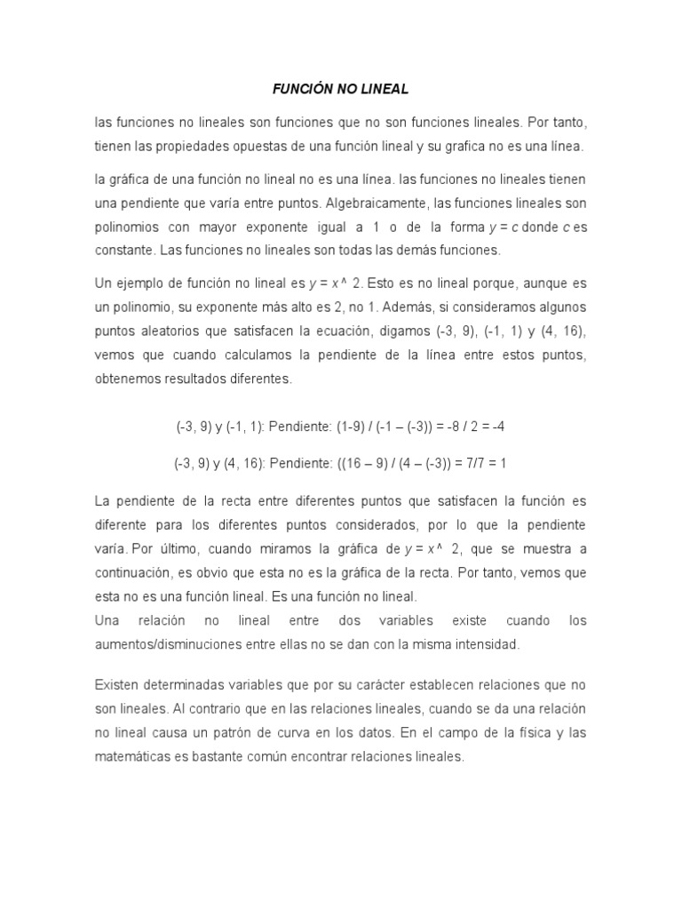 Función No Lineal | PDF | Linealidad | Sistema no lineal
