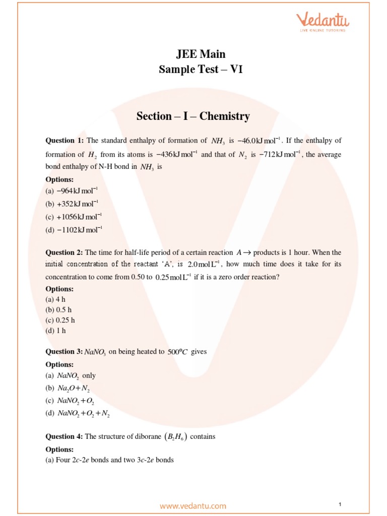 JEE Main Sample Question Paper 6 | PDF | Atomic Nucleus | Capacitor