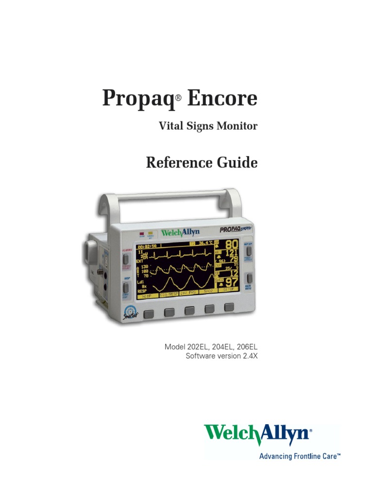 WelchAllyn Propaq Encore Vital Signs Monitor - Reference Guide | PDF ...
