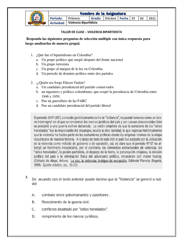 Taller Tipo Icfes | PDF