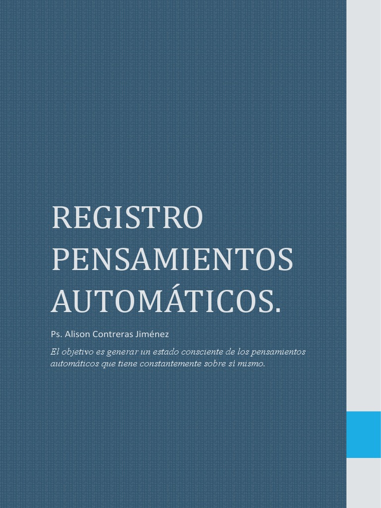Registro Pensamientos Automaticos Pdf Las Emociones Sicología