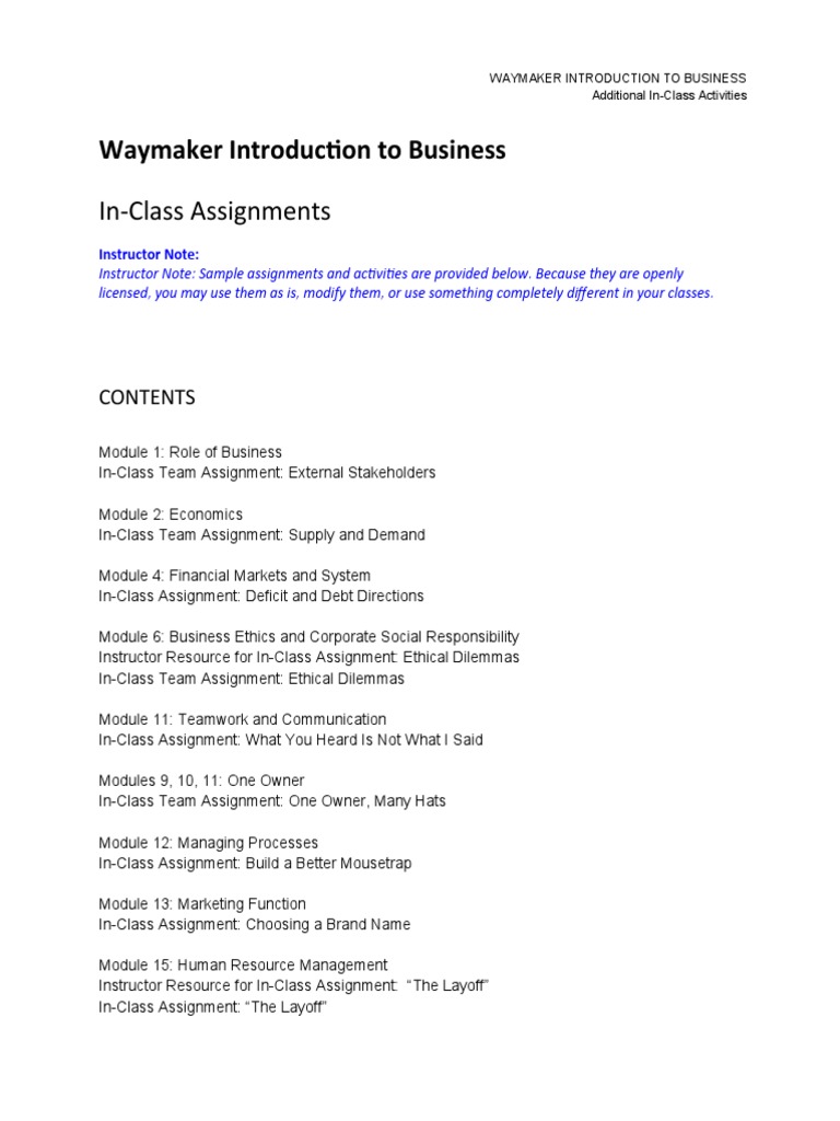 Business Class Activities Guide | PDF | Walmart | Enron