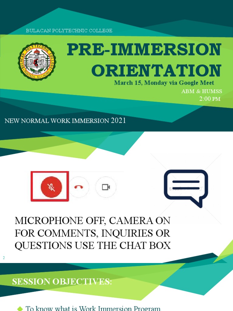 Pre-Immersion Orientation: Bulacan Polytechnic College | PDF ...