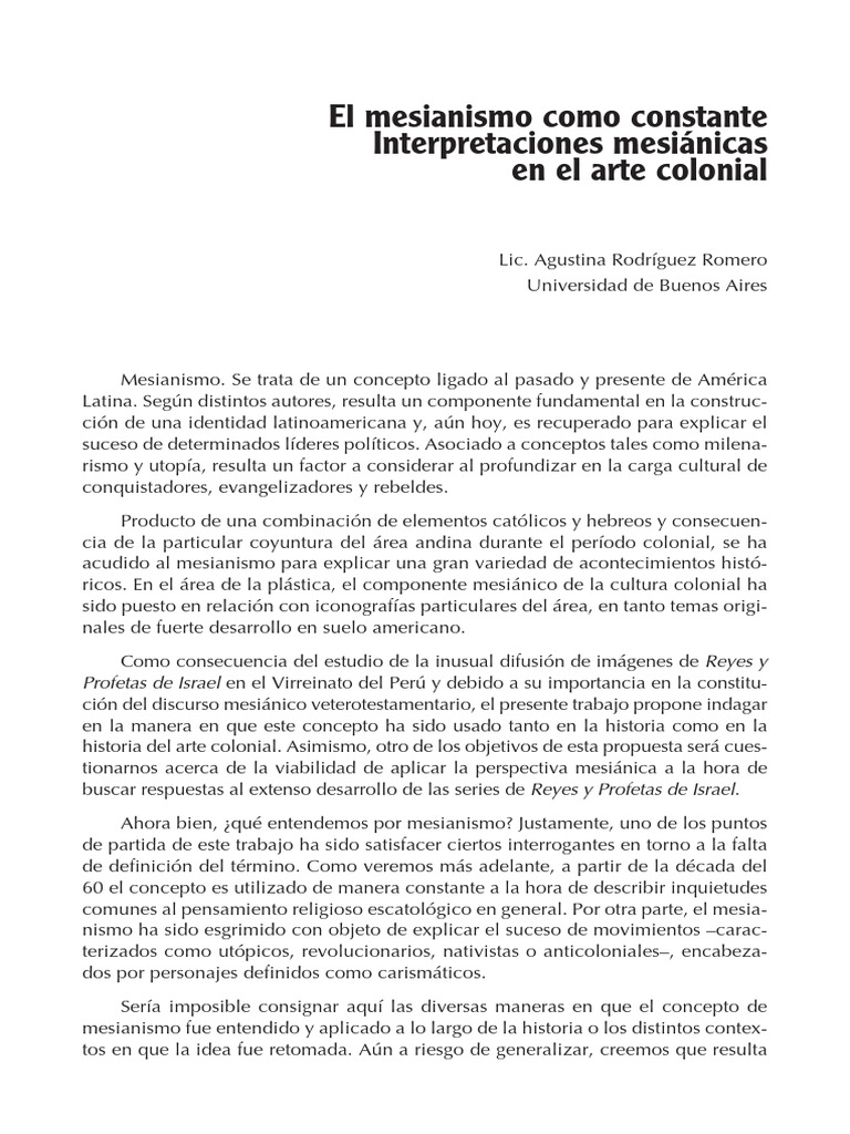 El Mesianismo Como Constante Interpretaciones Mesiánicas en El Arte ...