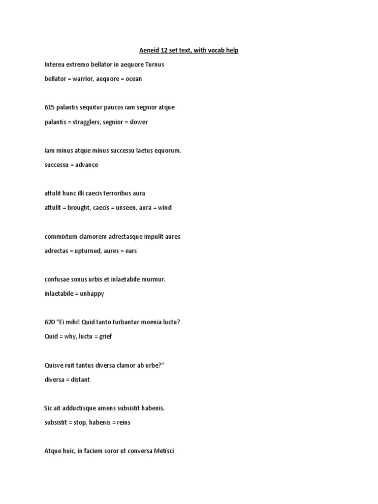 Aeneid 12 With Vocab Help | PDF