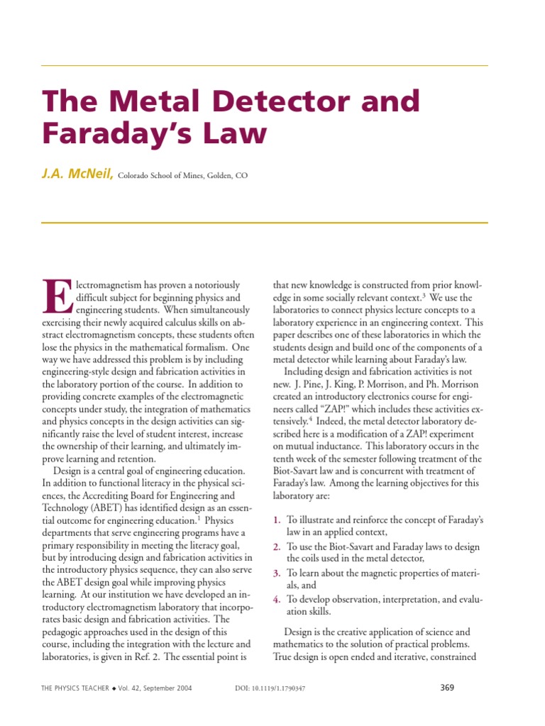 Detector de Metal y Ley de Faraday | PDF | Inductor | Magnetism