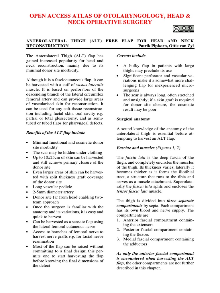 Anterolateral Thigh - ALT - Free Flap For Head and Neck Reconstruction ...