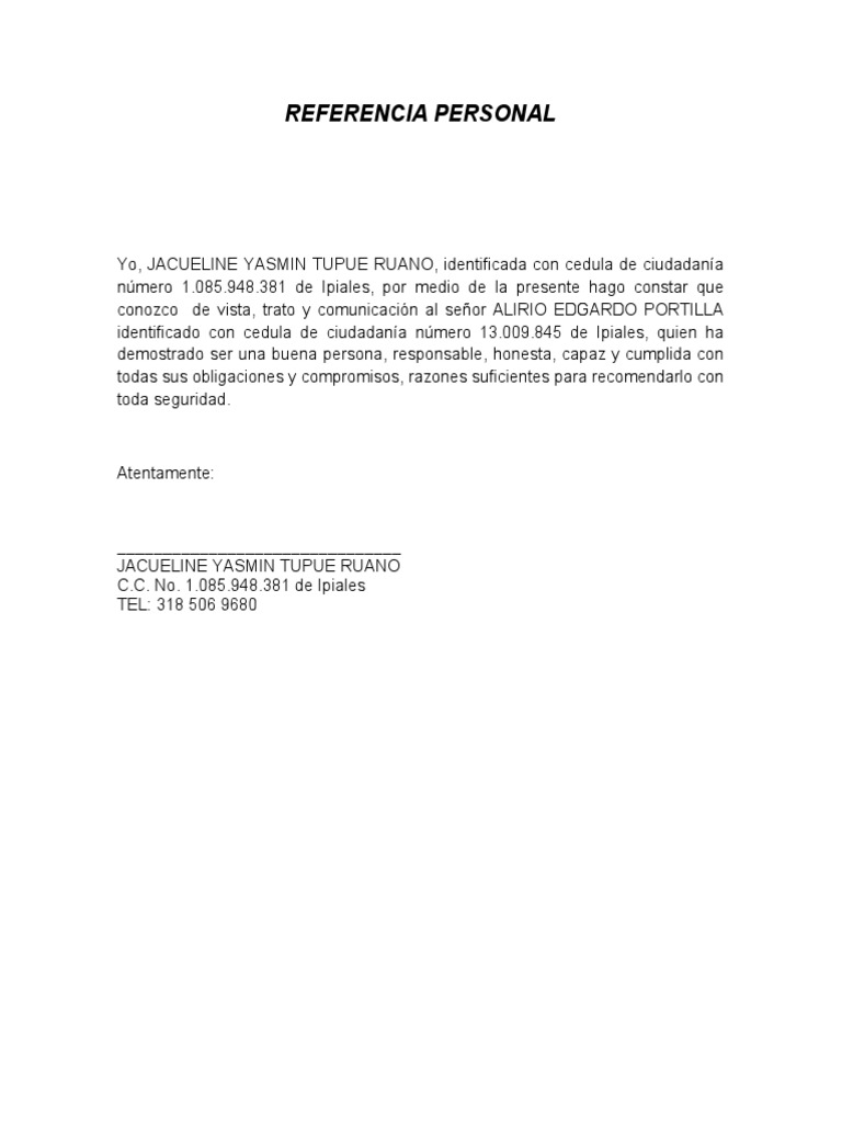 Referencia Personal | PDF