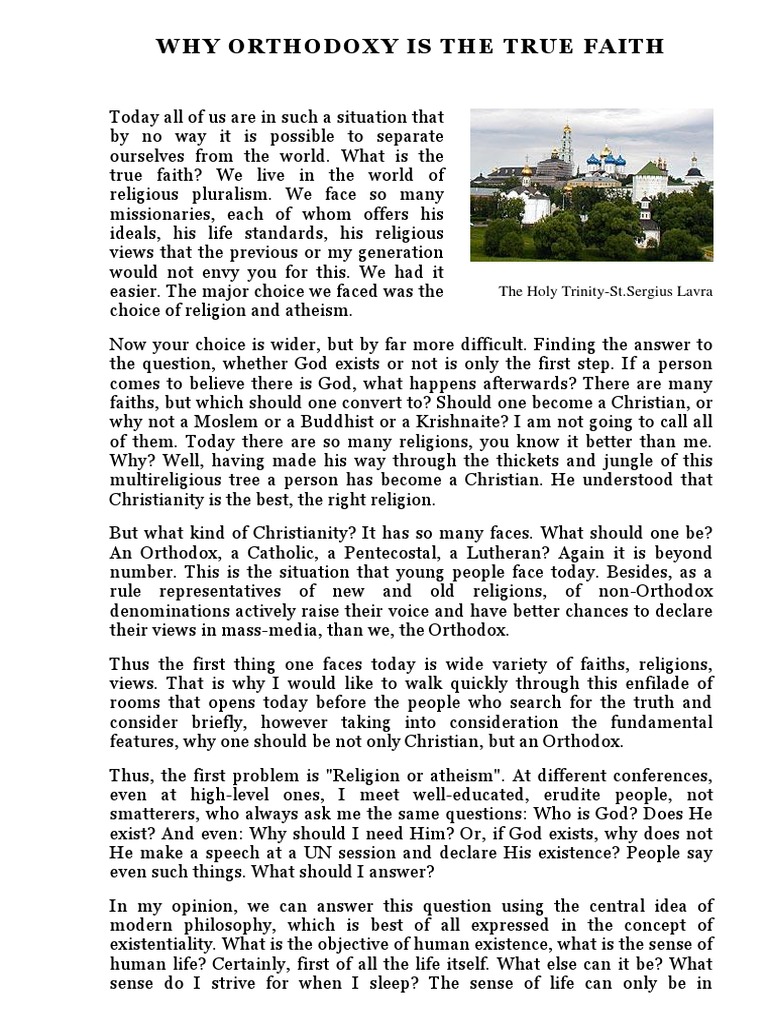 Why Orthodoxy Is The True Faith | PDF | Eastern Orthodox Church ...