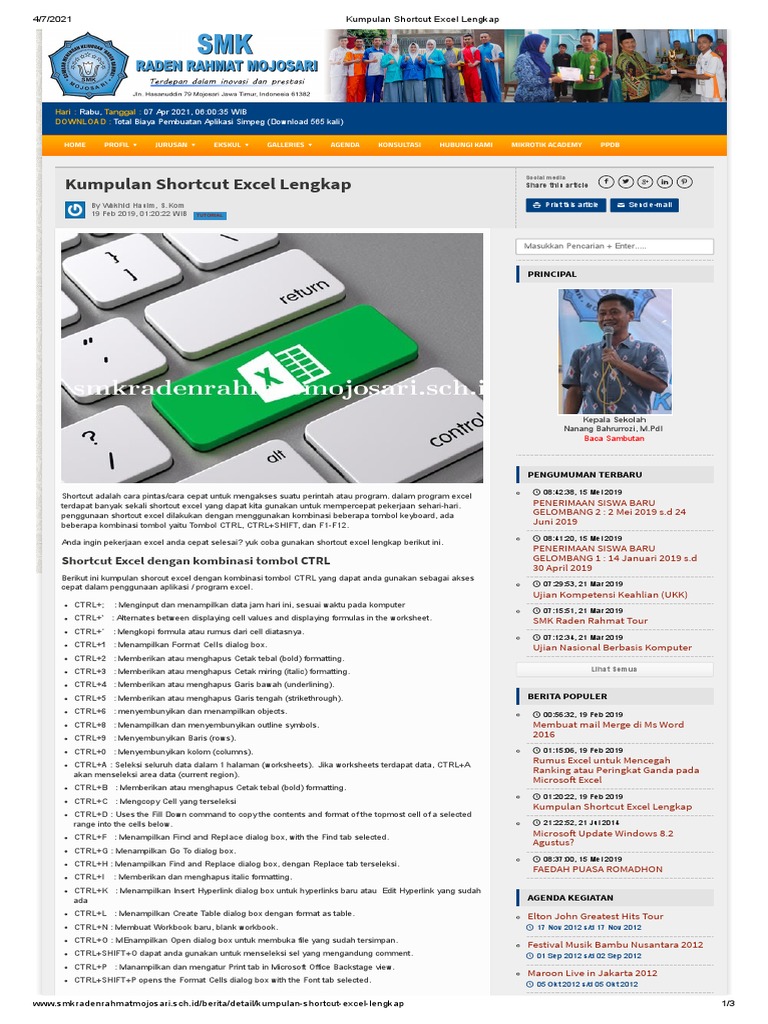 Kumpulan Shortcut Excel Lengkap | PDF
