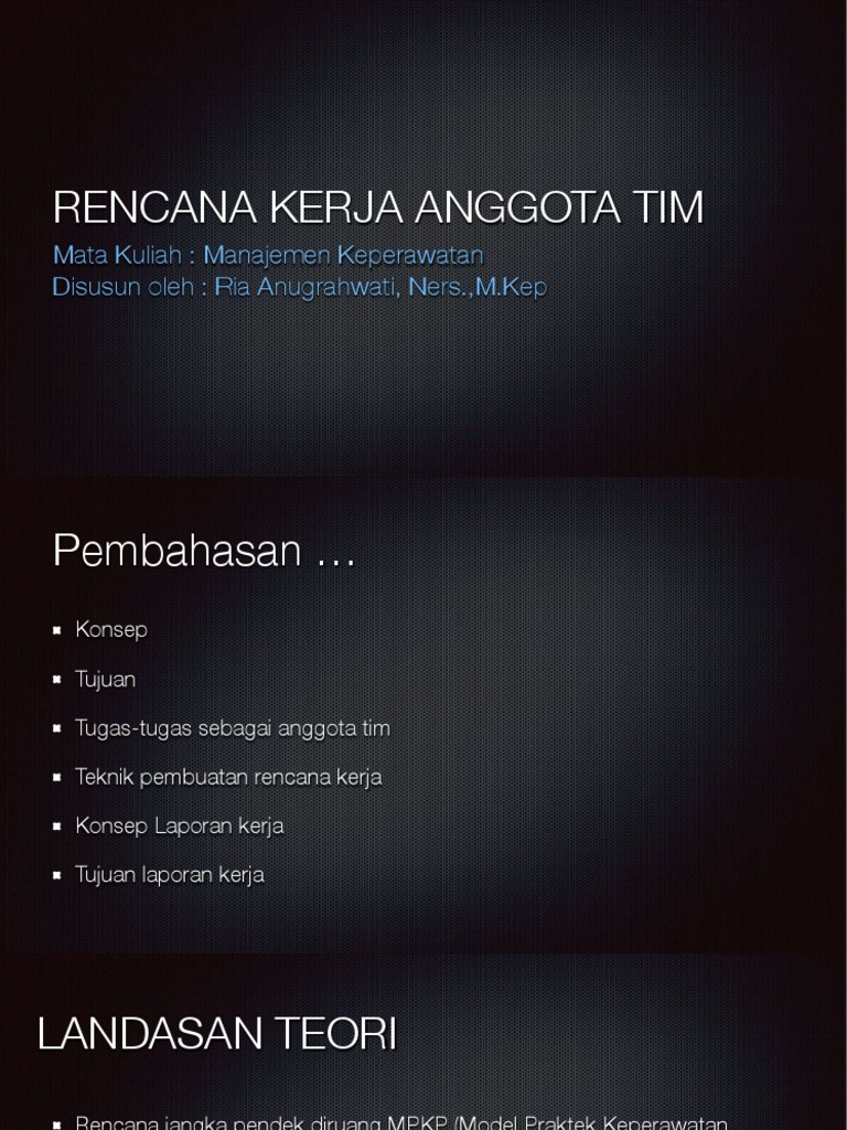 Rencana Kerja Tim Keperawatan Efektif | PDF