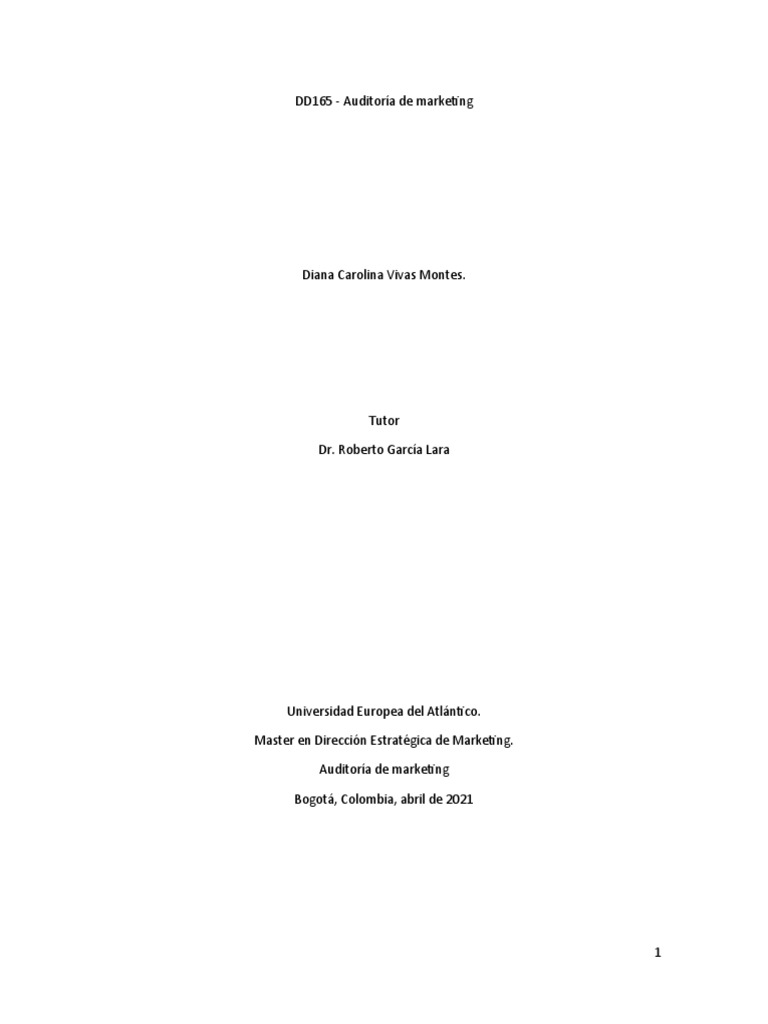 Desarrollo DD165 - Auditoría de marketing | PDF | Marketing | Business