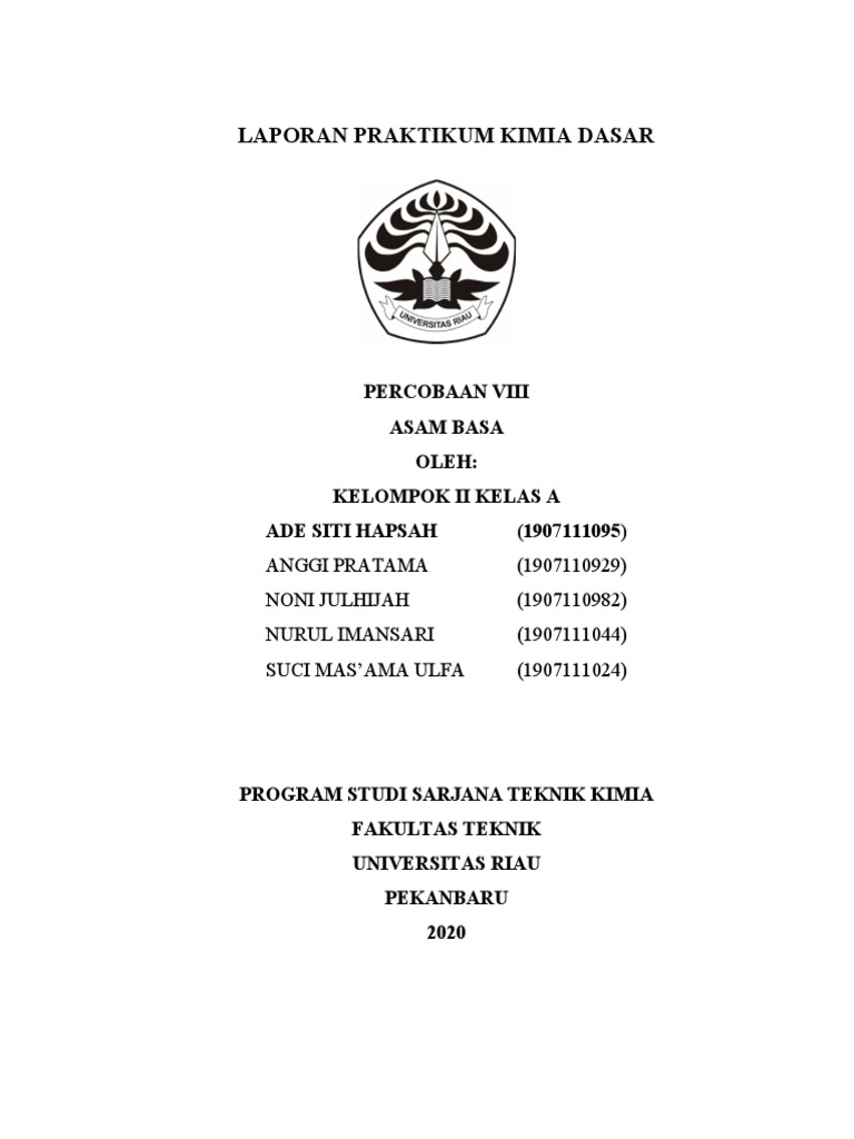 Laporan Praktikum Kimia Dasar P08 Asam Basa Ade Siti Hapsah 1907111095 | PDF