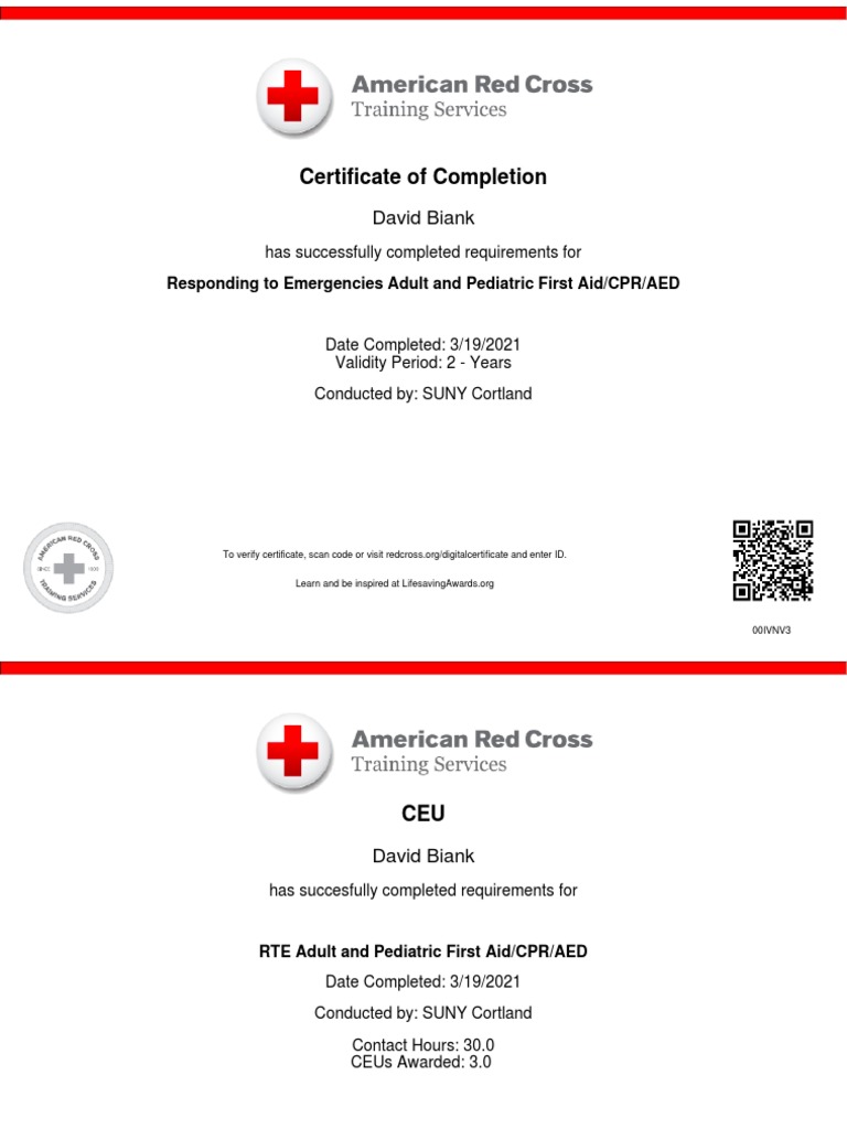 Red Cross Certificate | PDF