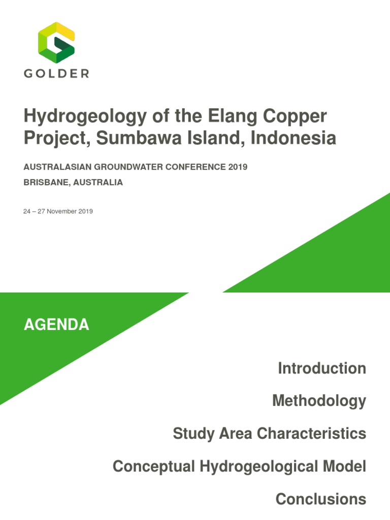 AGC 2019 - Hydrogeology of The ELang Copper Project, Sumbawa Island ...