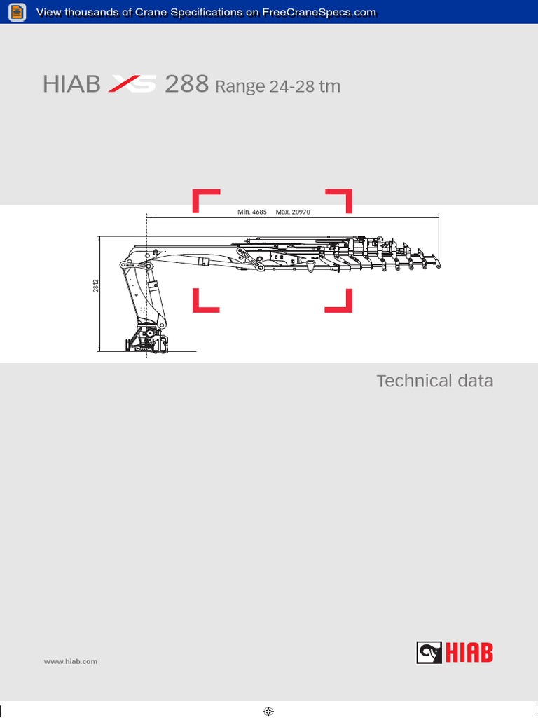 Hiab XS 288 EP 5 CL | PDF | Crane (Machine) | Specification (Technical ...