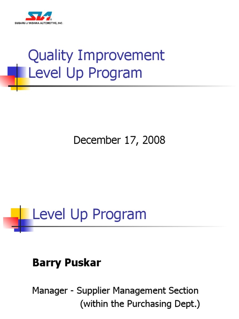 Quality Improvement Level Up Program: December 17, 2008 | PDF | Audit ...