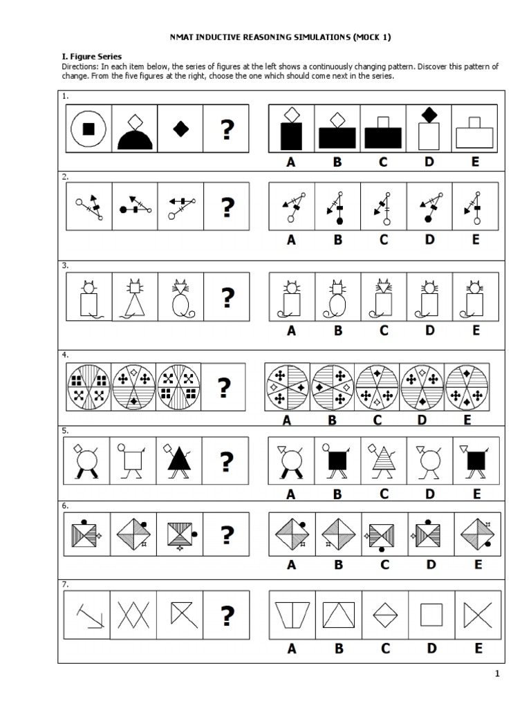 NMAT Inductive Reasoning Mock Test 1 | PDF