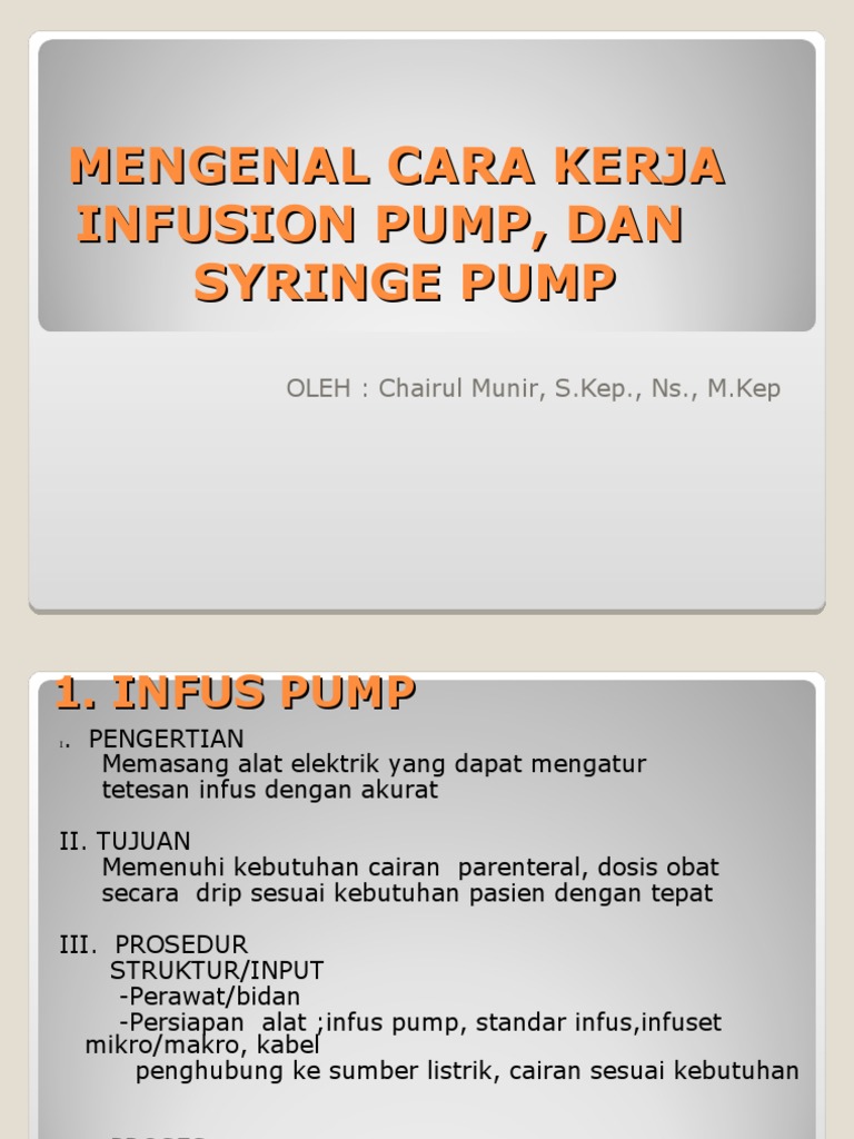 Perbandingan Infus Pump dan Syringe Pump | PDF