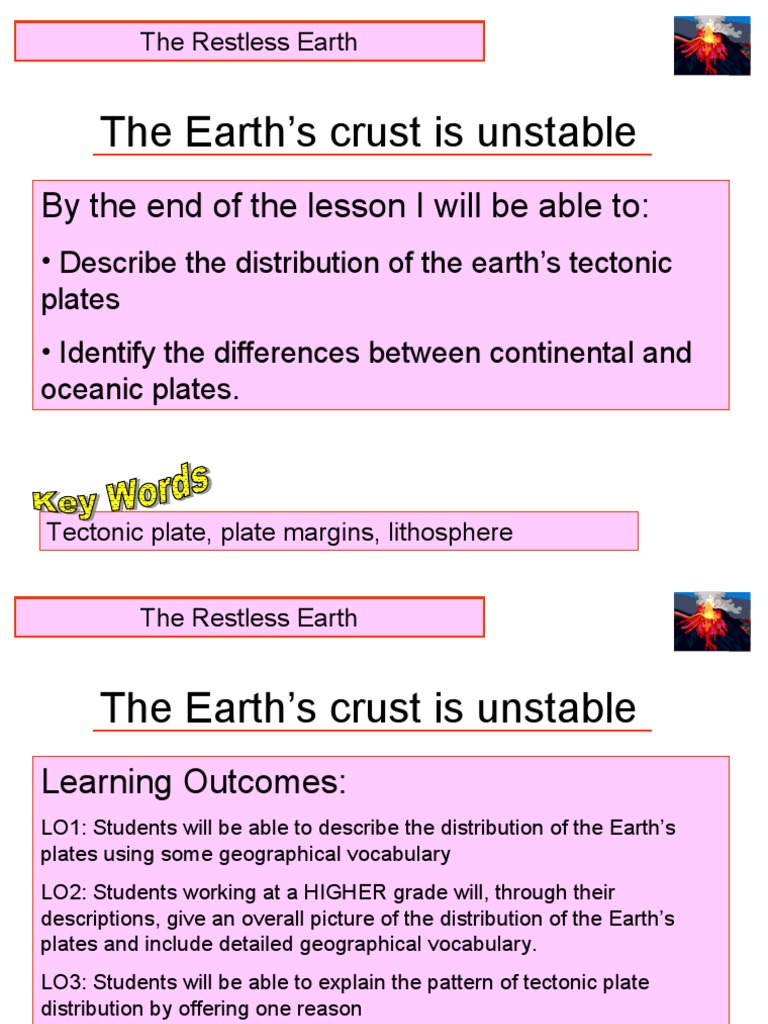 The Earth's Crust Is Unstable: by The End of The Lesson I Will Be Able ...