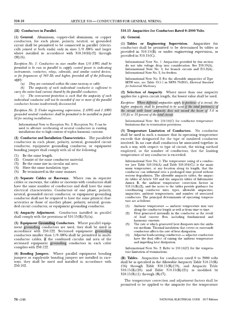 NFPA70 Article 310 | PDF