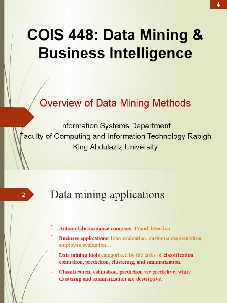 Data Mining-4 - Overview of Data Mining Methods (Old Book) | PDF ...
