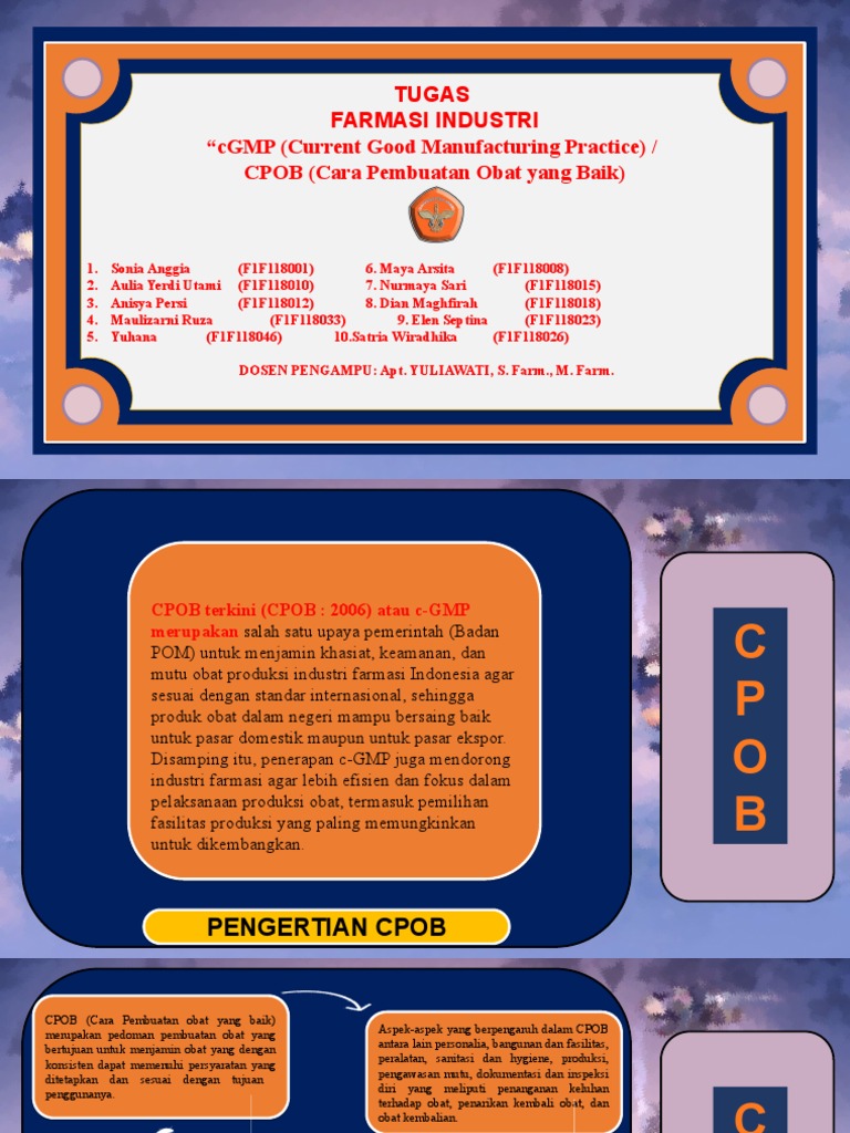 CGMP Cpob Kelompok 1 Farmasi Industri | PDF