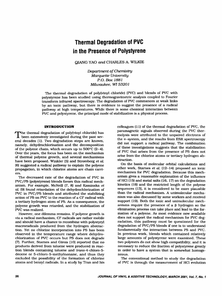 PVC Thermal Degradation with Polystyrene | PDF | Polyvinyl Chloride ...