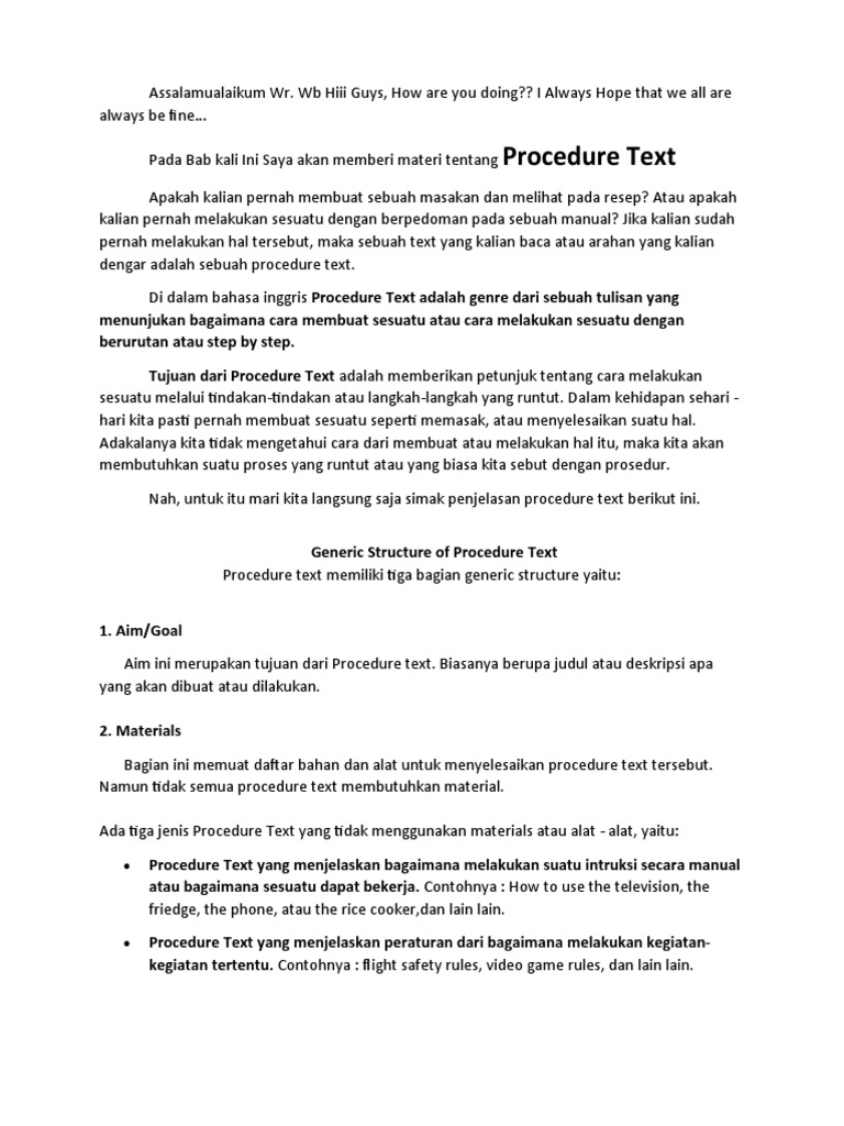 HandOut English Kelas 9 Procedure Text | PDF