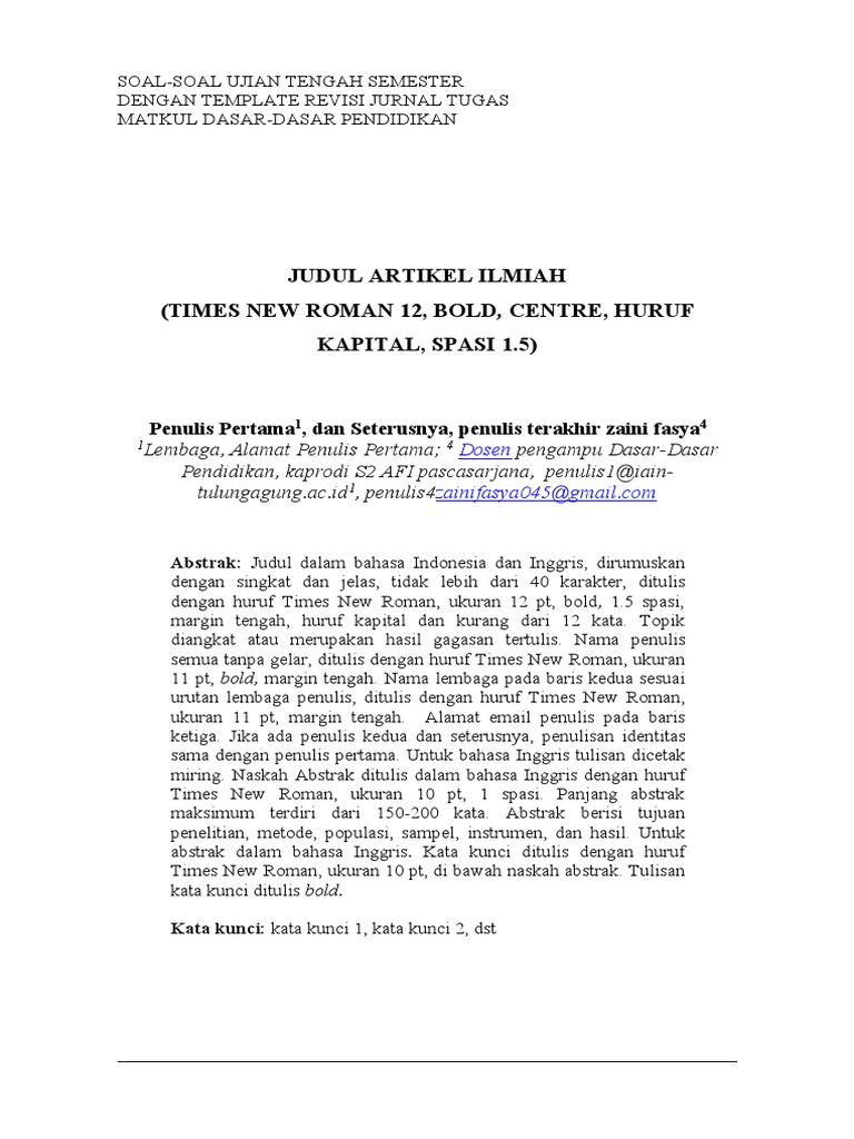 Soal Soal+Uts Template+Jurnal | PDF