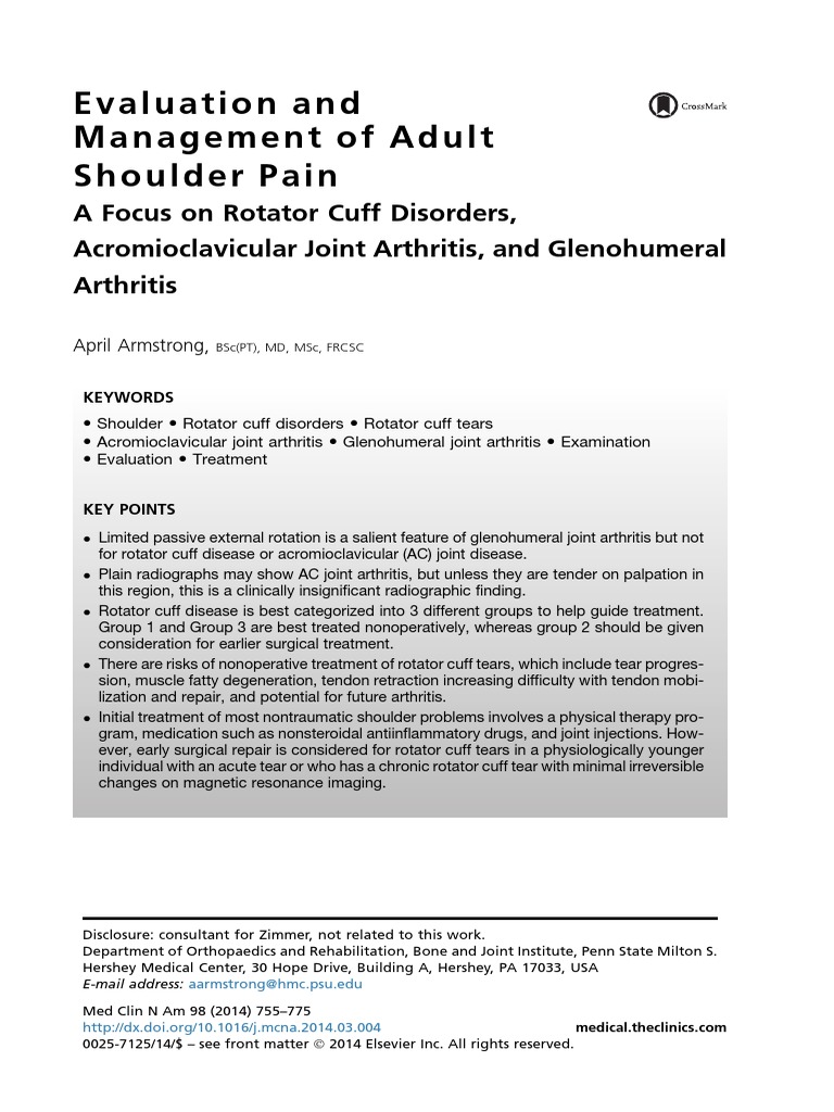 3.2.evaluation and Management of Adult Shoulder Pain | PDF | Shoulder ...