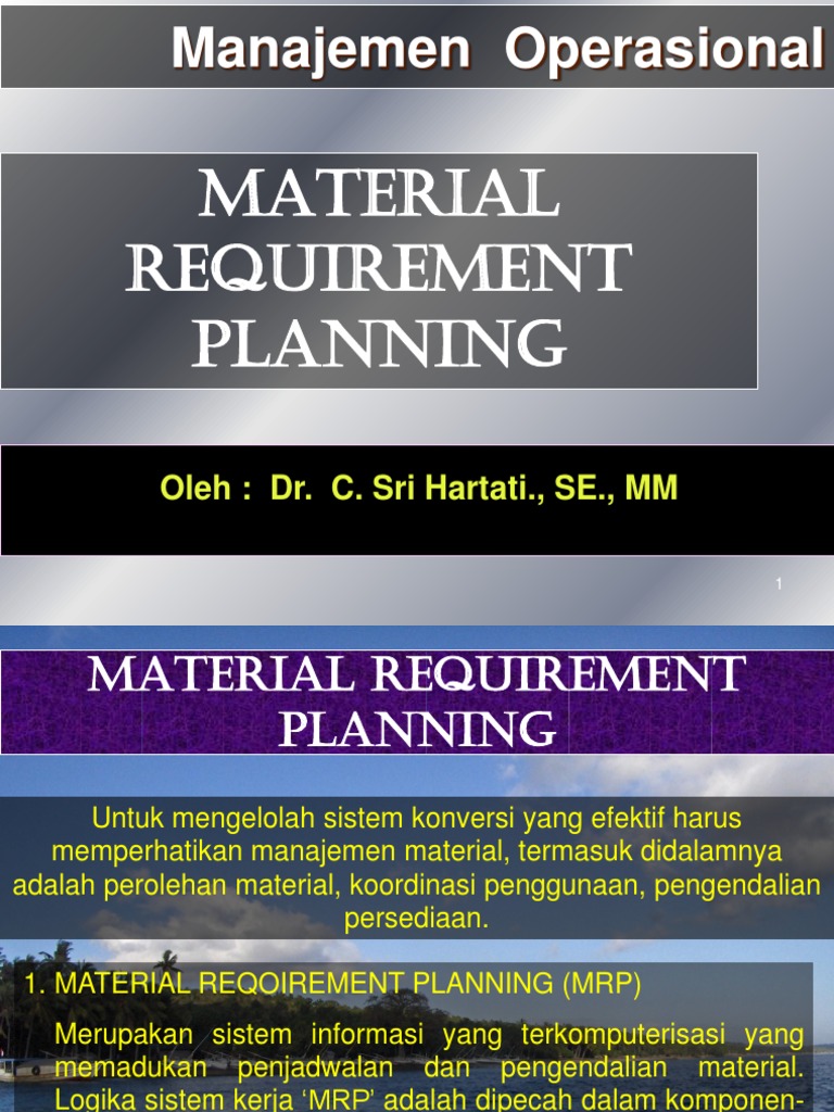 Material Requirement Planning: Manajemen Operasional | PDF