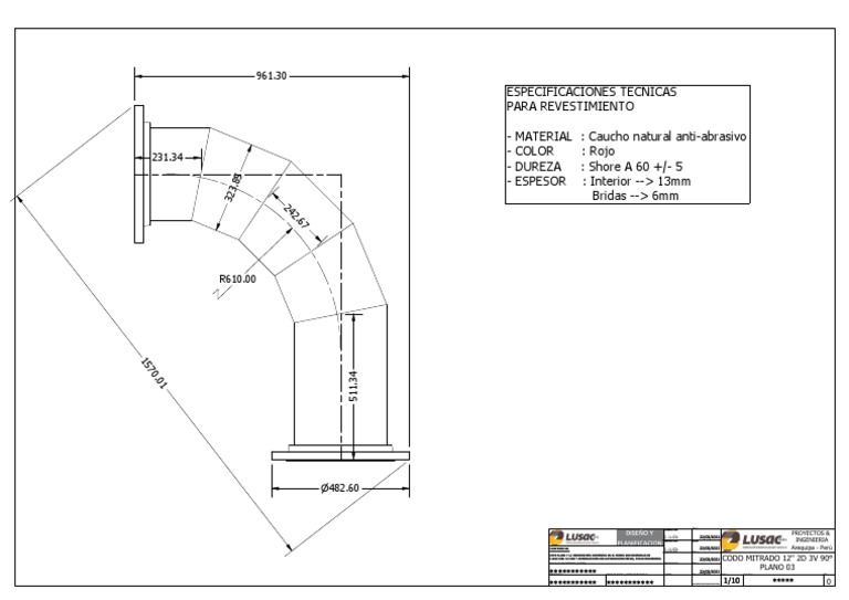 Codo Mitrado 12'' 2D 3V 90° - Plano 03 - REVESTIMIENTO | PDF | Naturaleza