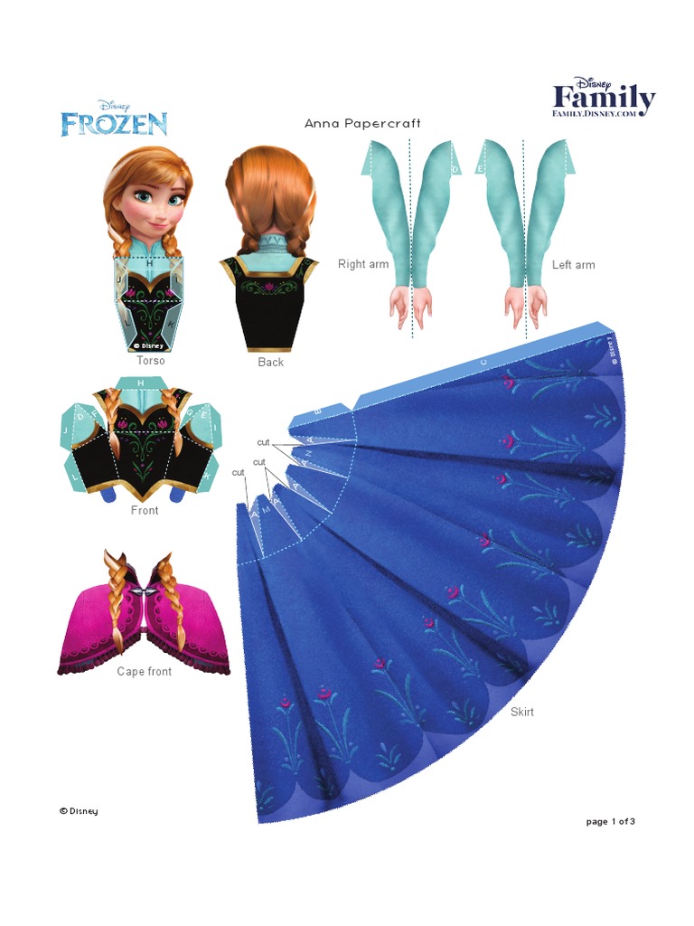 Disney Frozen Anna Papercraft Craft Printable | PDF | Skirt | Clothing