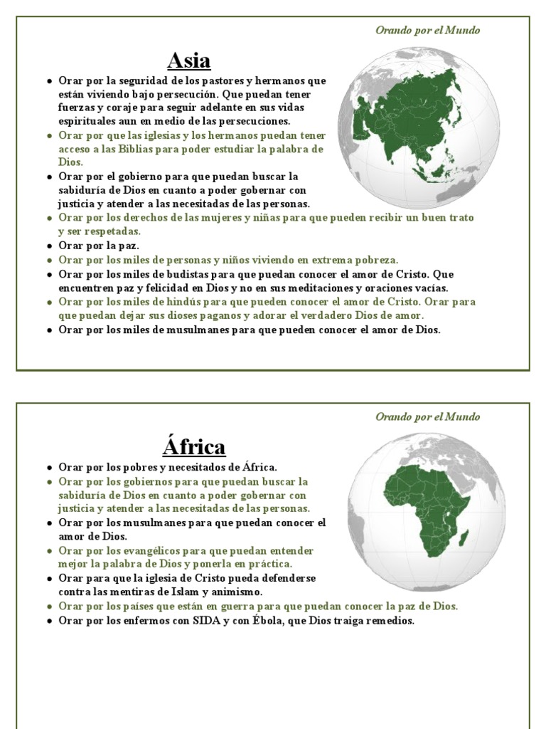 Orando Por Los Países Del Mundo | PDF | Oración | Religiones abrahámicas