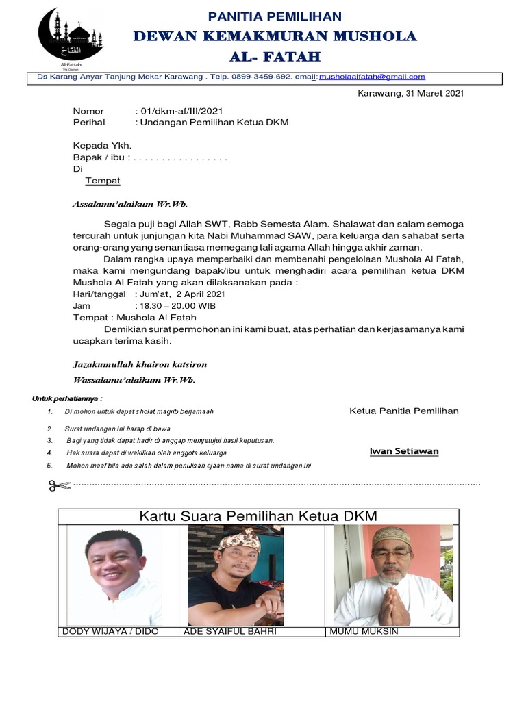 Surat Undangan Pemilihan DKM | PDF