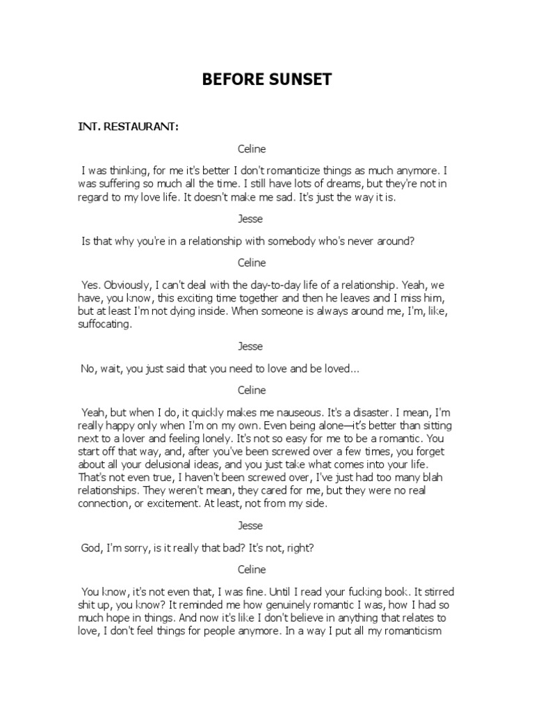 Before Sunset Celine Jesse | PDF | Love