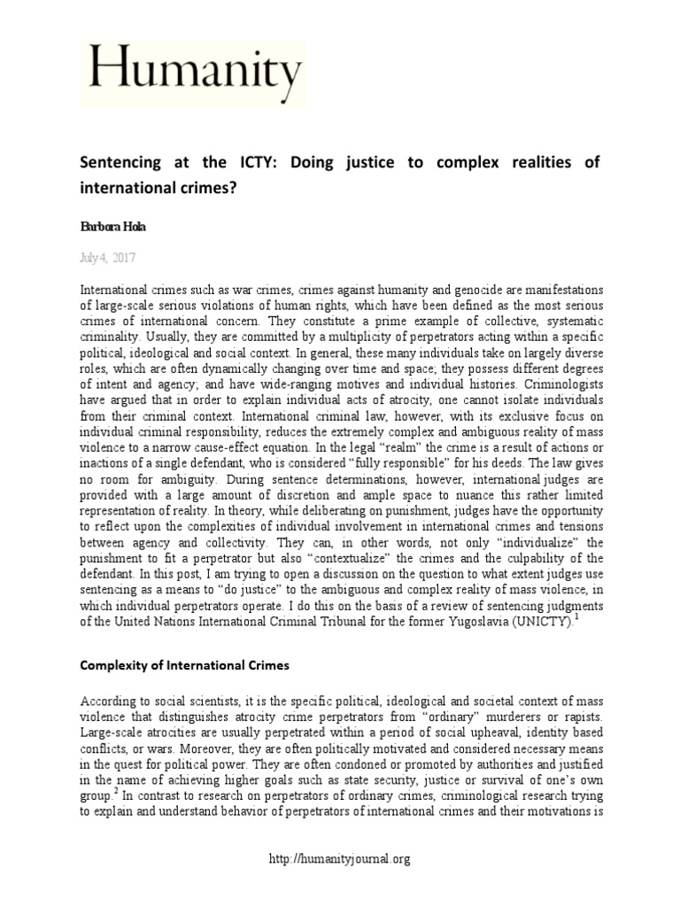 Hola Sentencing at The ICTY | PDF | International Criminal Law ...
