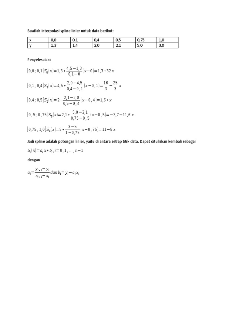 Contoh Interpolasi Spline Linier | PDF