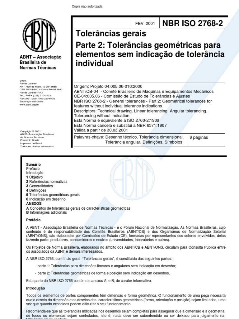 NBR Iso 2768-2 | PDF | Geometria | Dimensão