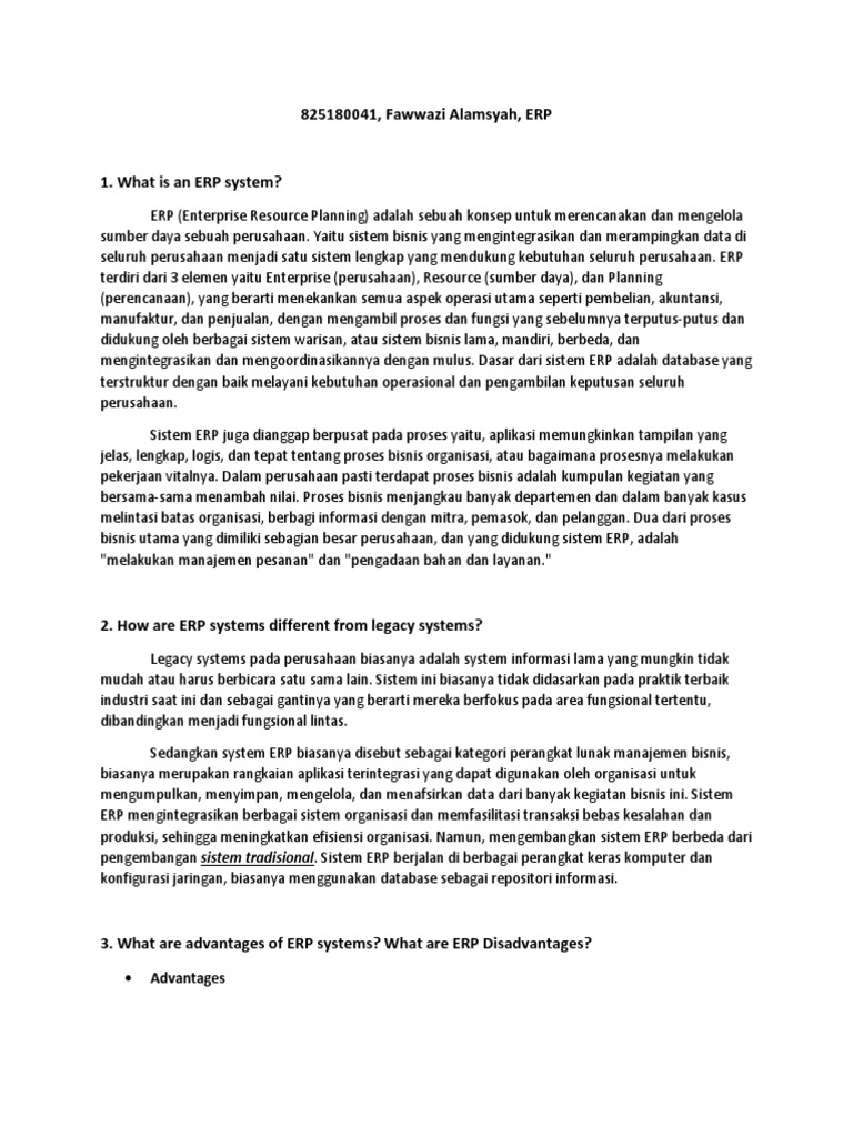 Uts Erp | PDF | Bisnis | Pengelolaan Keuangan & Uang