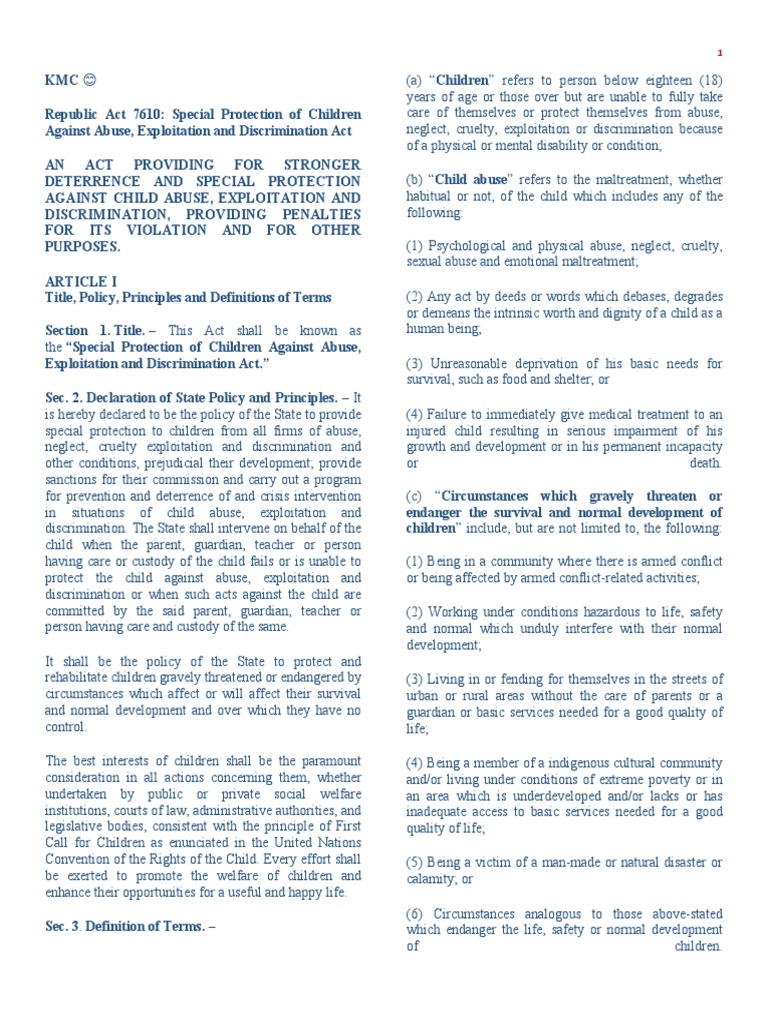 Ra 7610 | PDF | Obscenity | Child Abuse