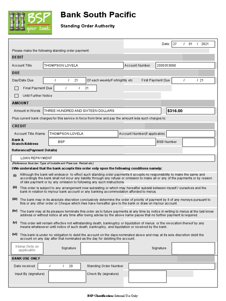 Standing Order 2020 | PDF | Payments | Banks