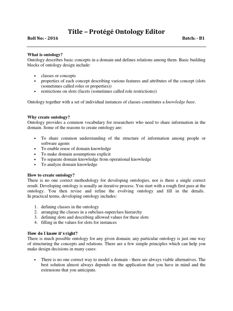 Protege Ontology Editor | PDF | Ontology (Information Science) | Concept