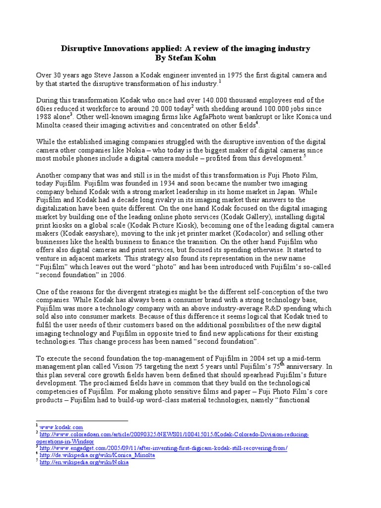 Stefan Kohn Disruptive Innovations Fuji Film | PDF | Fujifilm | Cosmetics