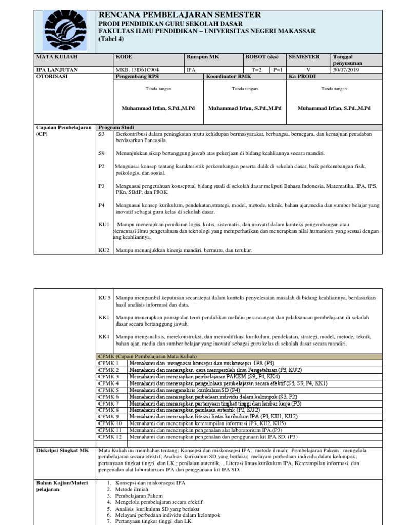 Ipa Lanjutan Rps | PDF
