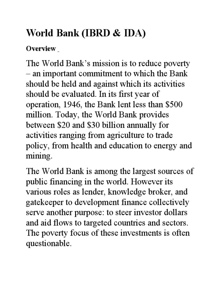 World Bank Roles and Impact | PDF | World Bank | Banks
